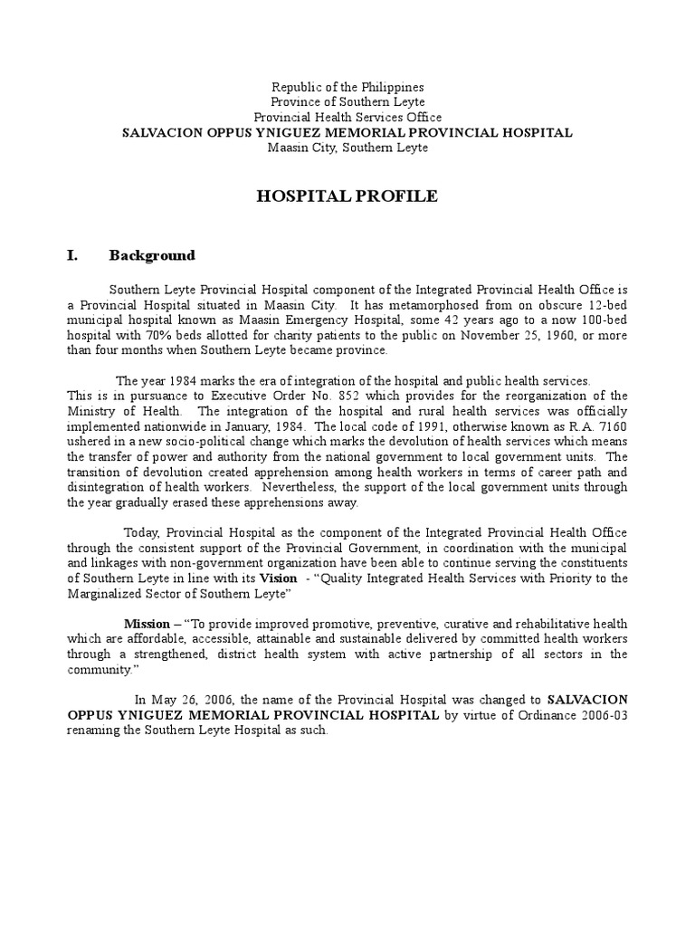 Hospital Profile 2018 | Hospital | Doctor Of Medicine