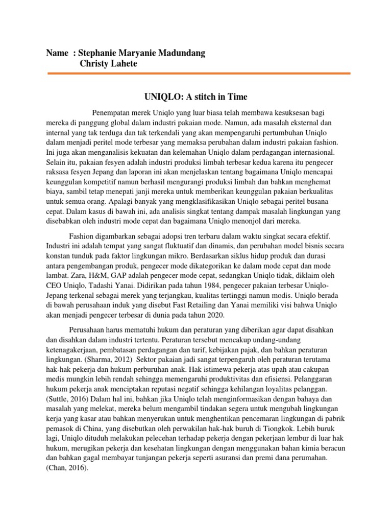 UNIQLO A Stitch in Time | PDF
