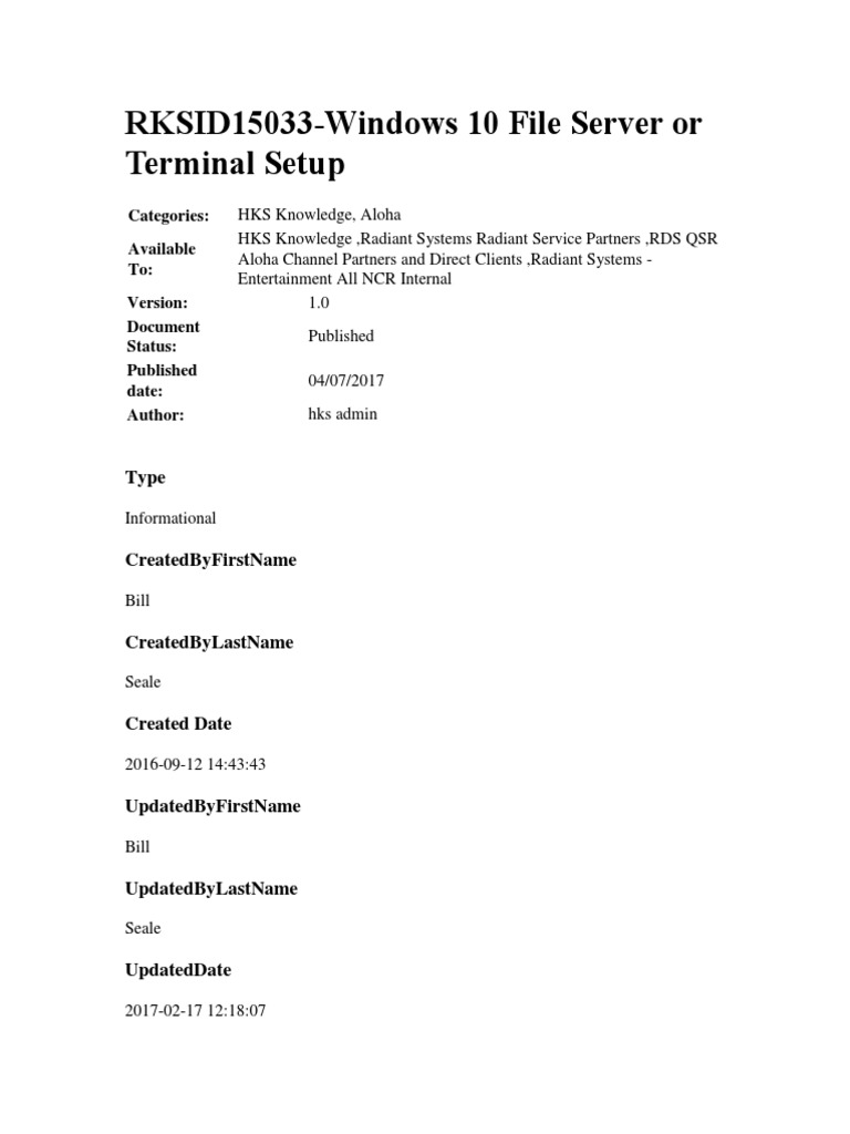Windows 10 File Server Setup Guide | PDF | Windows Registry | Microsoft ...
