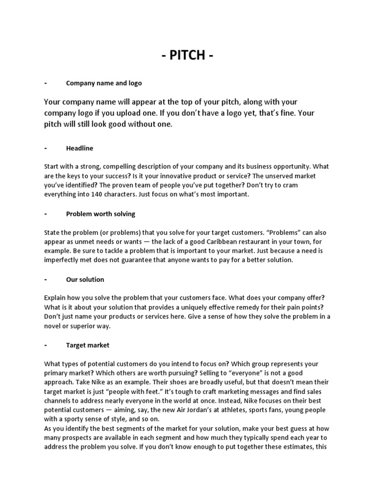 Essential Pitch Components Guide | PDF | Sales | Marketing