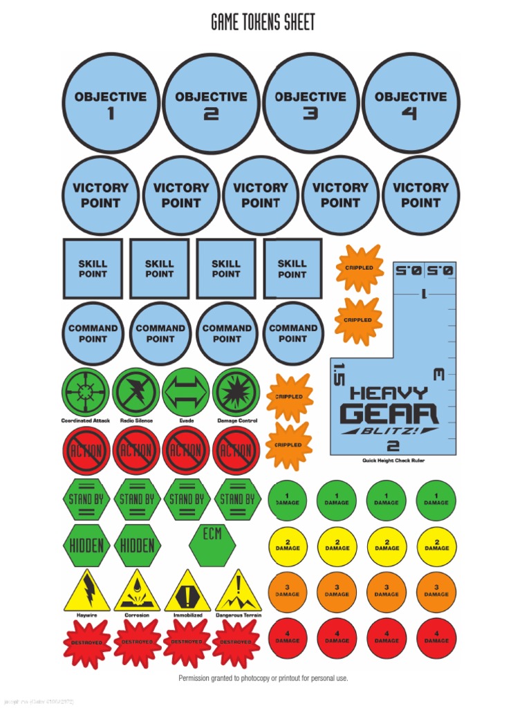 Heavy Gear Blitz Game Tokens Sheet | PDF