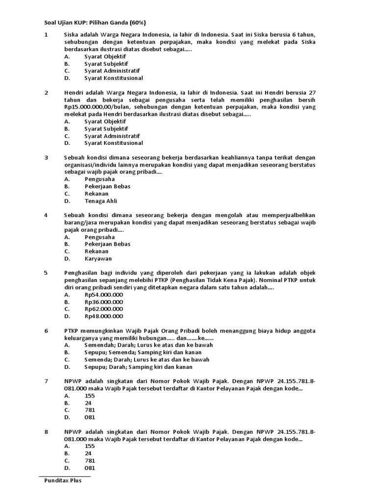 Soal Kup 1 Pdf