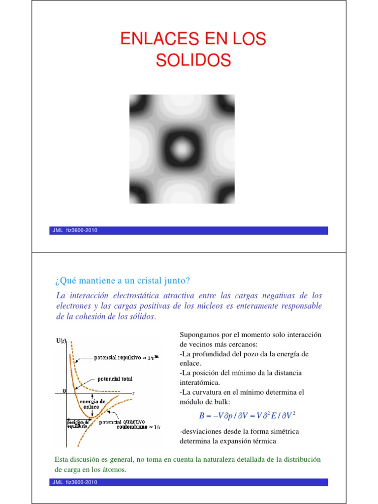 Enlaces y Cohesión en Sólidos | PDF | Enlace químico | Moléculas