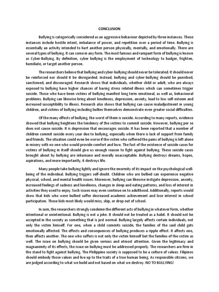 Conclusion | PDF | Bullying | Cyberbullying