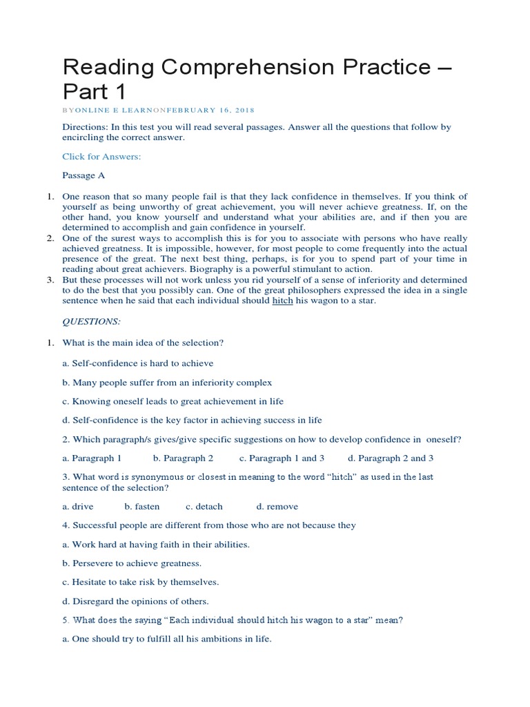 Ept Reading Comprehension Drill P2 | PDF | Ancient Egypt