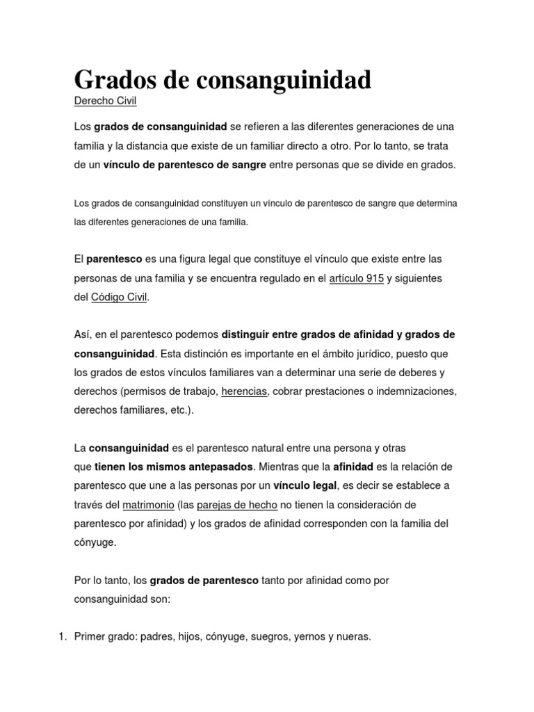 Grados de Consanguinidad | PDF