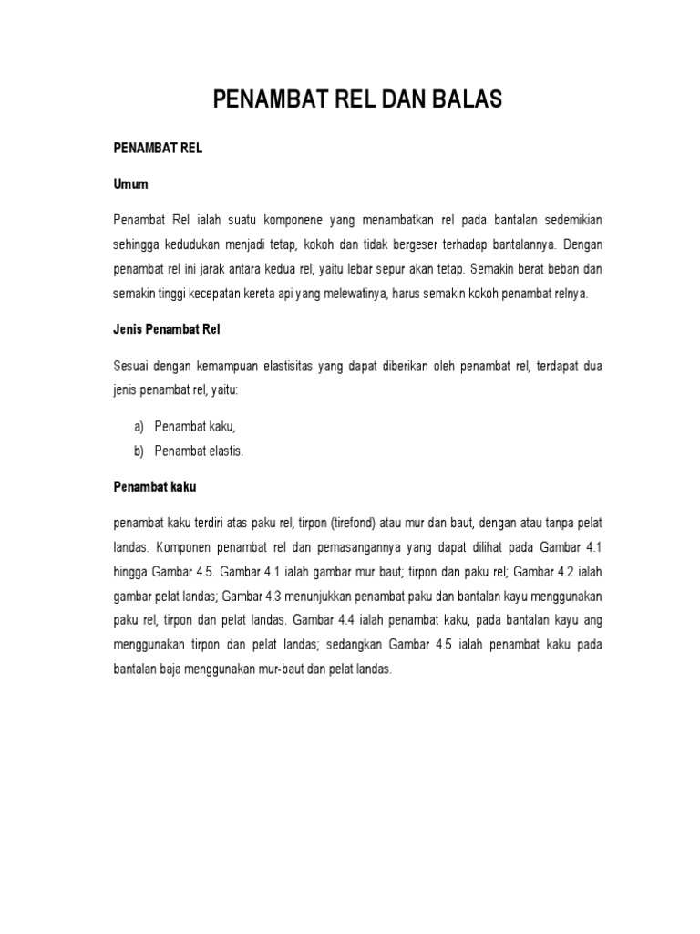 Penambat Rel Dan Balas | PDF | Teknologi & Rekayasa