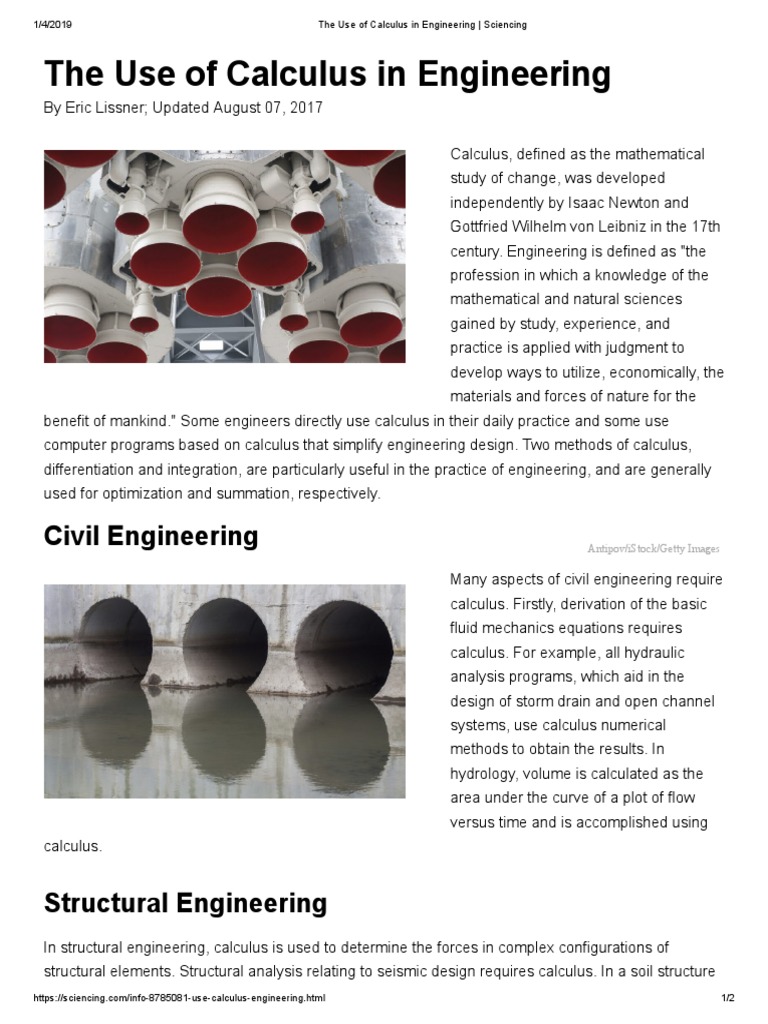The Use of Calculus in Engineering - Sciencing | PDF | Calculus | Fluid Mechanics