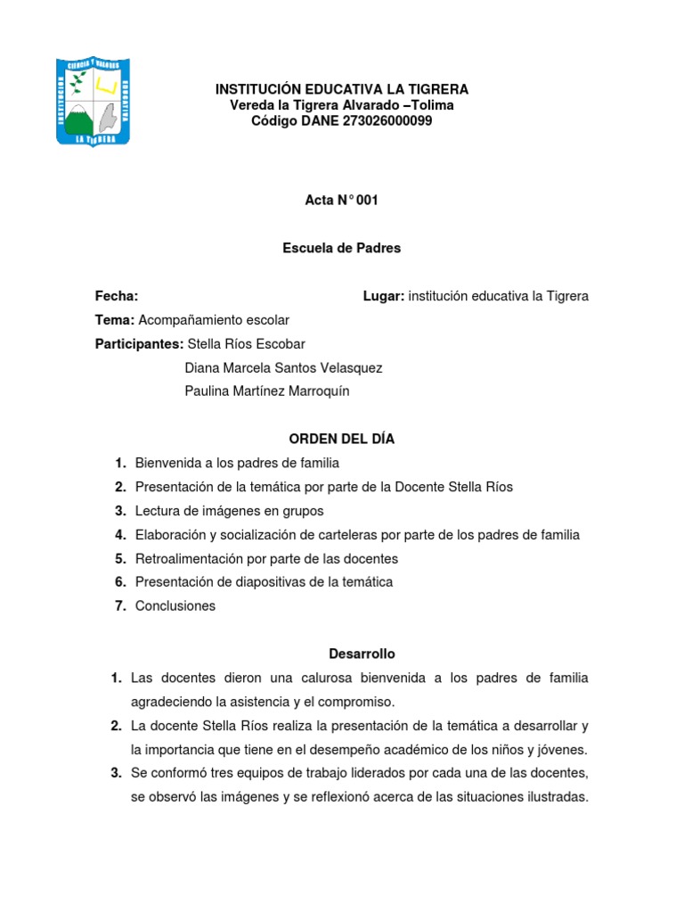 Actas Escuela de Padres | PDF