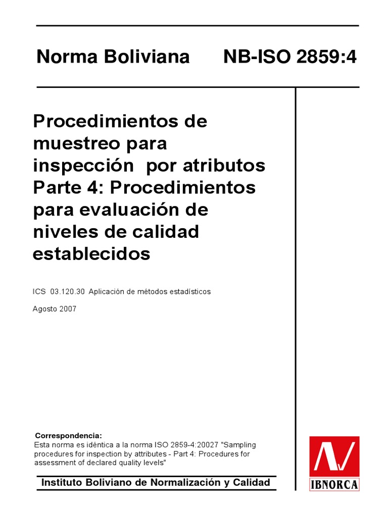 Procedimientos de muestreo ISO 2859-4 | PDF | Organización ...