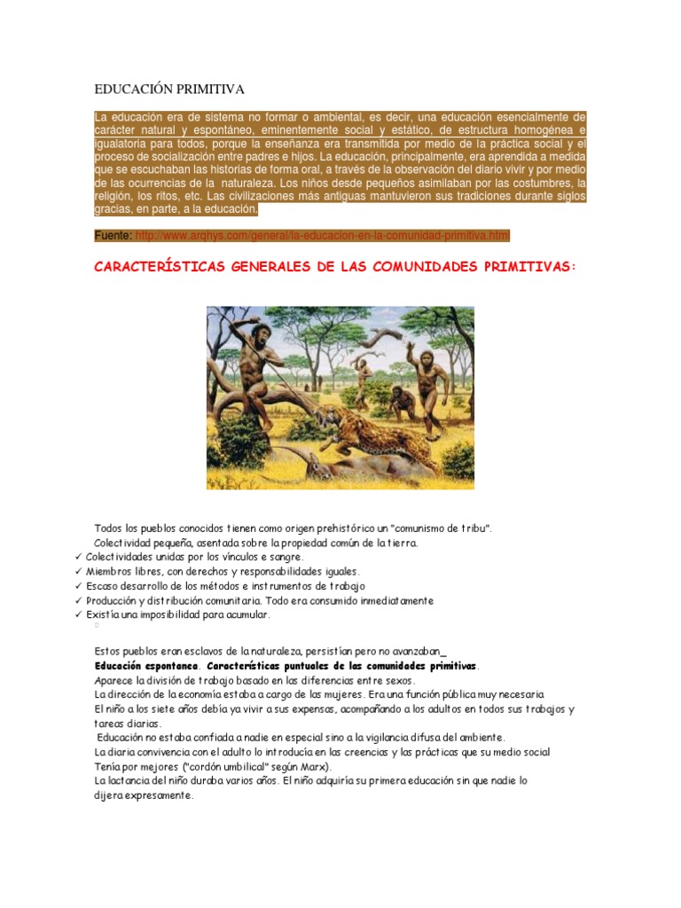 Educación Primitiva | PDF | Propiedad privada | Sociedad