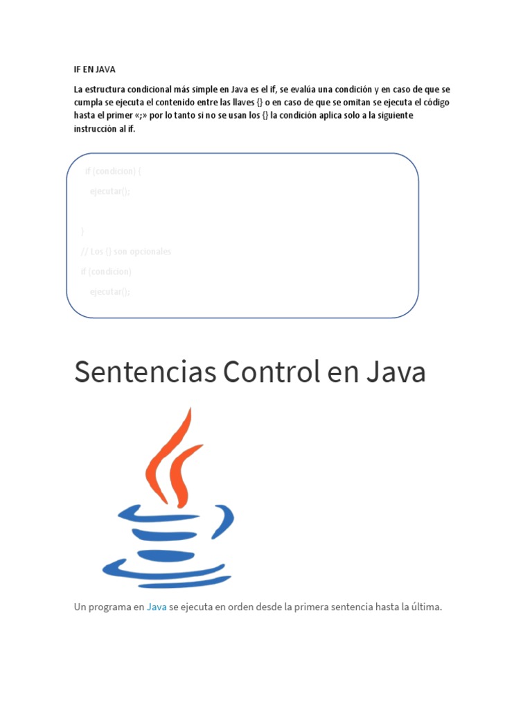 Sentencias o Comando en Java | PDF | Flujo de control | Desarrollo de software