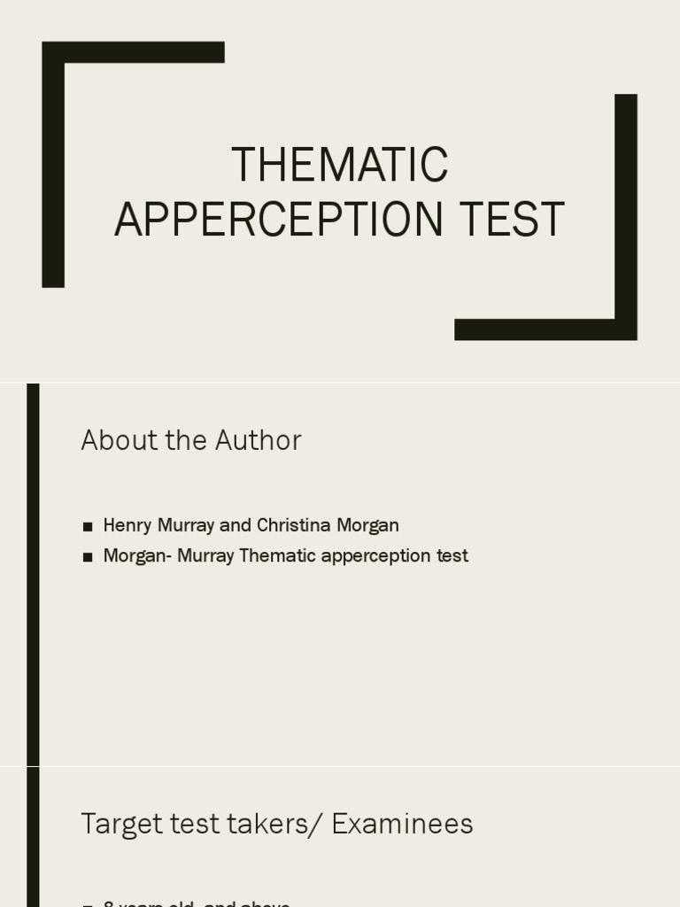Thematic Apperception Test | PDF | Psychological Testing | Behavioural ...