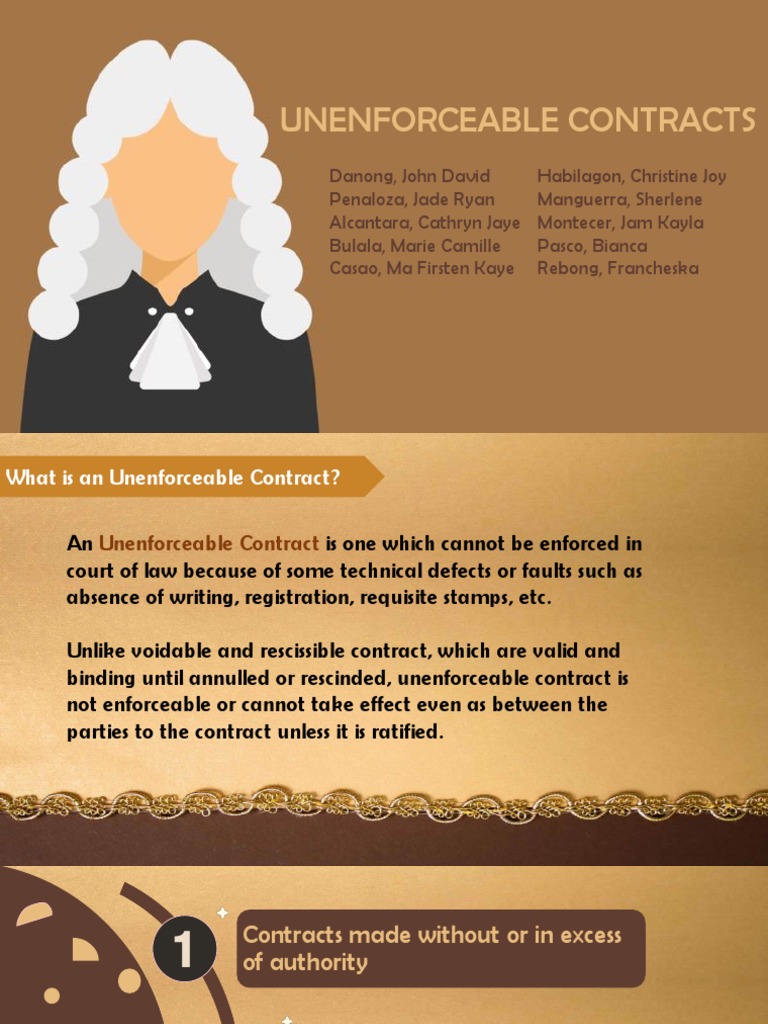 Unenforceable Contracts | PDF | Annulment | Ratification