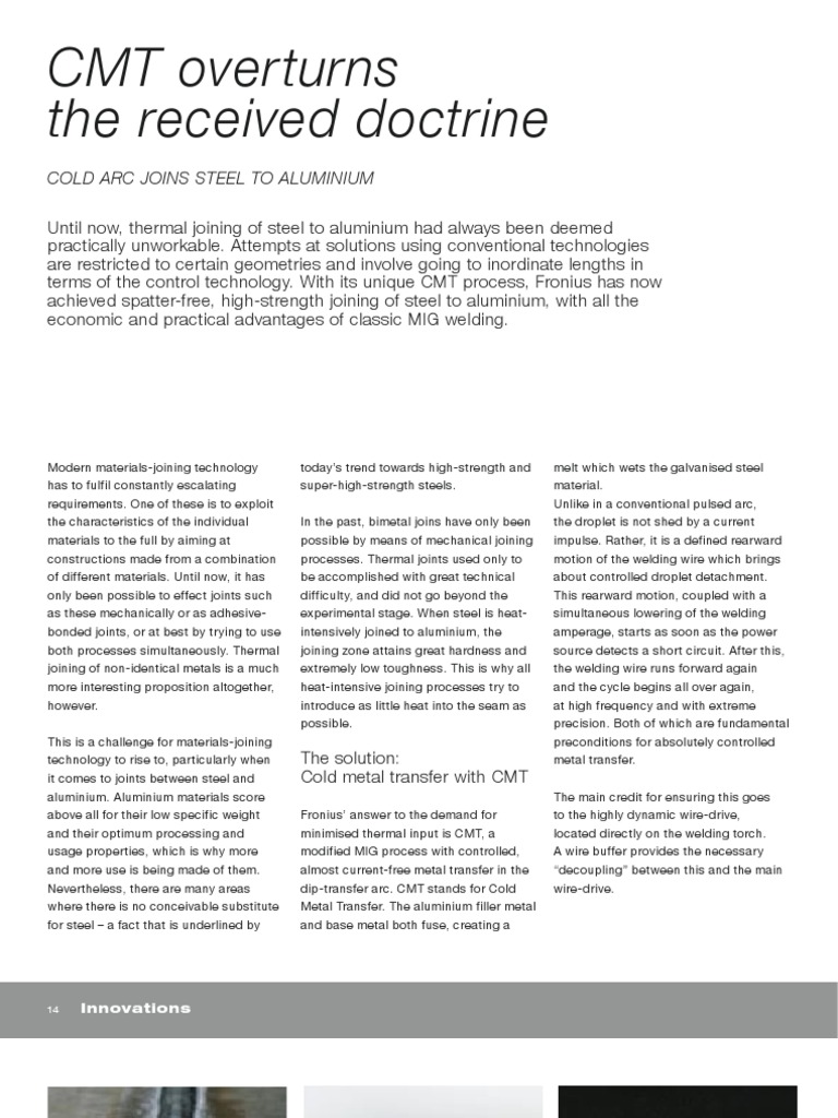 CMT Process - Weld+Vision | PDF | Welding | Construction
