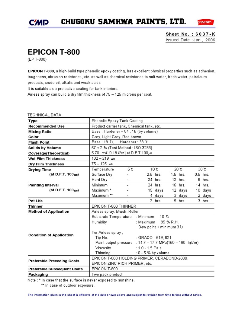 Epicon T 800 | PDF | Paint | Industrial Processes