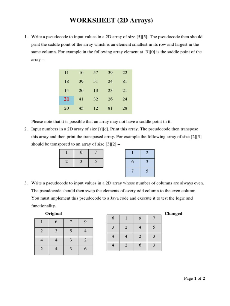 Computer Science 2d Array Pdf Array Data Structure Computer Science