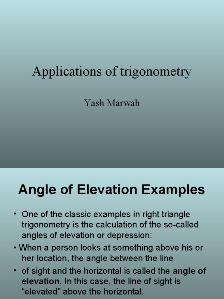 Applications of Trigonometry | PDF