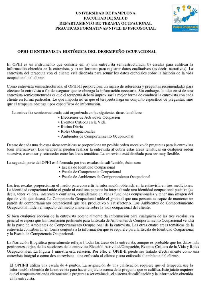 Ophi Ii | PDF | Terapia ocupacional | Información