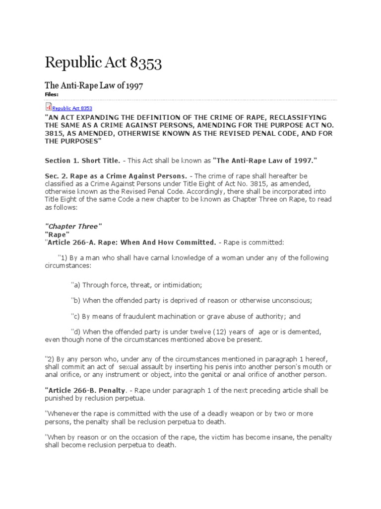 Anti-Rape Law | PDF | Rape | Capital Punishment