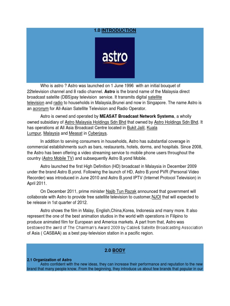 Astro | PDF | Television Technology | Information And Communications ...
