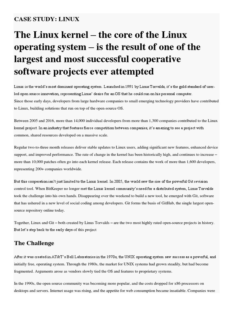 Linux Case Study | PDF | Operating System | System Software Linux Case Study | PDF | Operating System | System Software