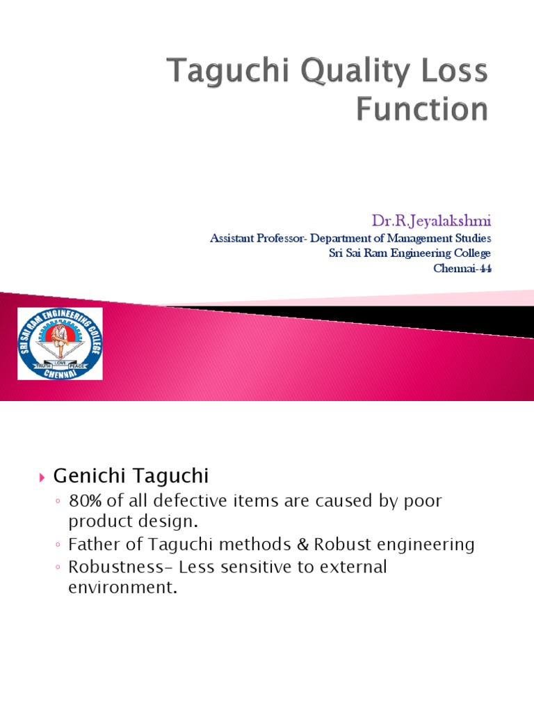 Taguchi Quality Loss Function | PDF