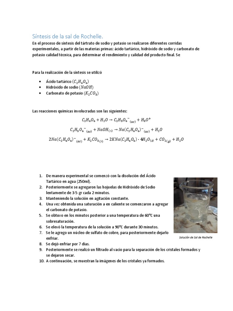 Síntesis de La Sal de Rochelle | PDF