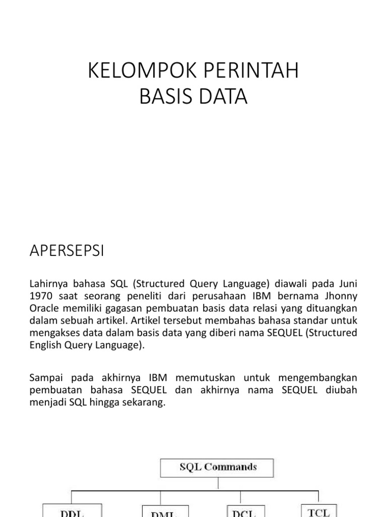 Kelompok Perintah Basis Data (DDL & DML) | PDF | Komputer