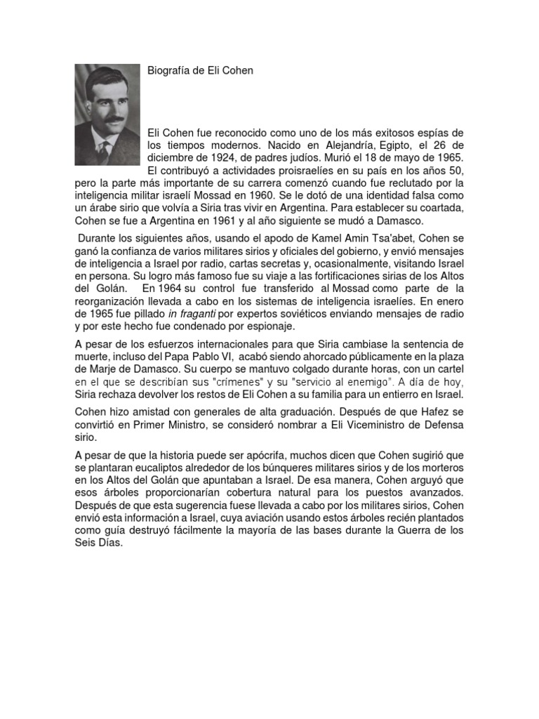 Biografía de Eli Cohen | PDF | Militar | Conflictos