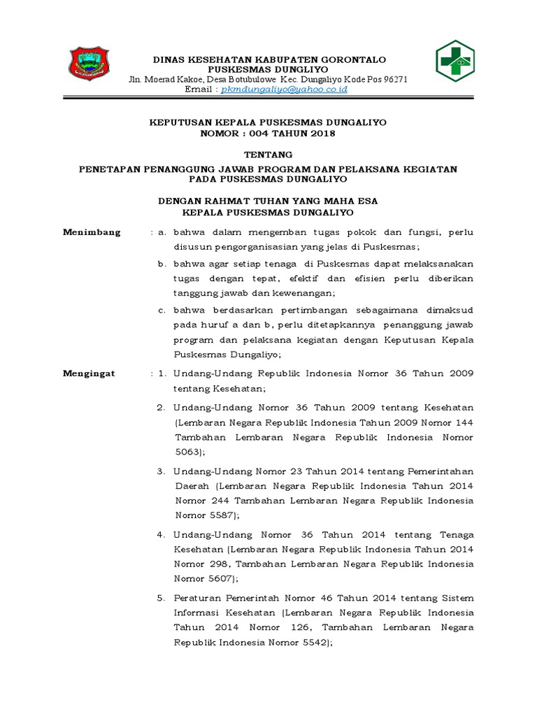 2.3.4.1 SK Penanggung Jawab Program | PDF