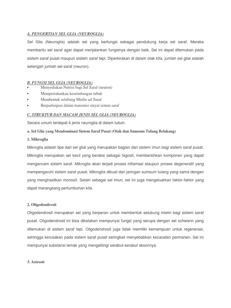 Fungsi dan Jenis Sel Glia dalam Saraf | PDF