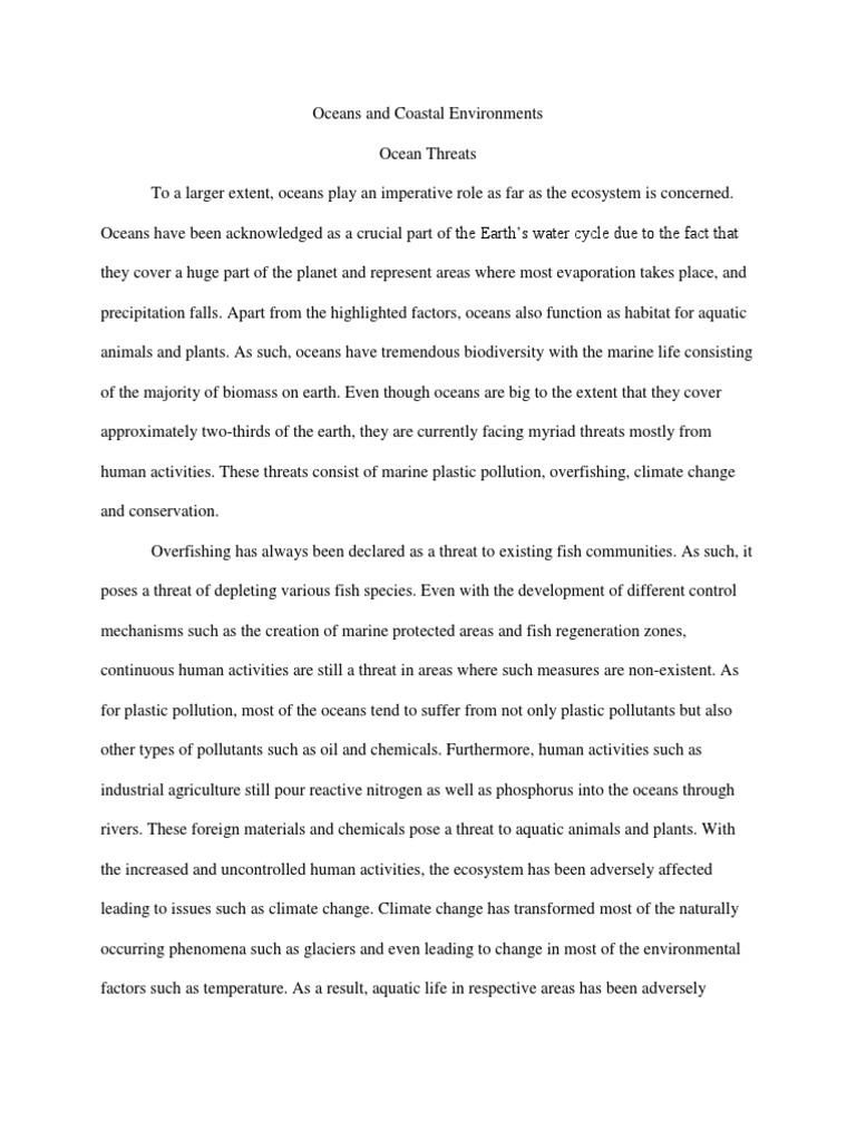 Oceans Assignment | PDF | Human Impact On The Environment | Aquatic ...