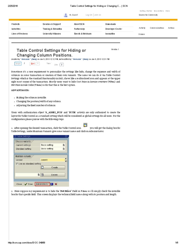 Table Control Settings For Hiding or Changing C.. | PDF | Software ...