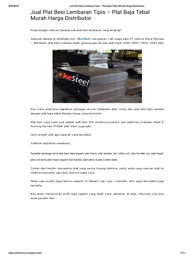 Ukuran Pelat Baja | PDF