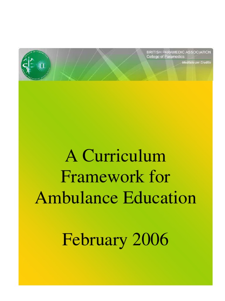 College of Paramedics: A Curriculum Framework For Ambulance Education ...