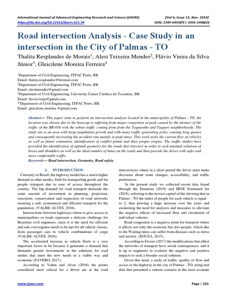 Road Intersection Analysis - Case Study in An Intersection in The City ...