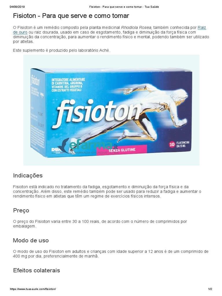 Fisioton - para Que Serve e Como Tomar - Tua Saúde PDF | PDF | Bem-estar