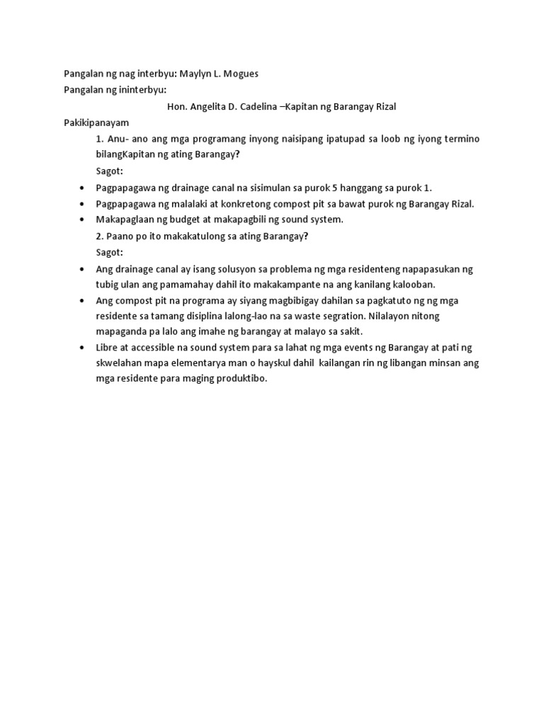 Pangalan NG Nag Interbyu | PDF