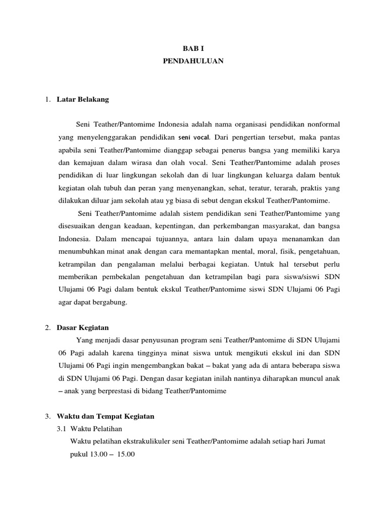 Program Kerja Pantomime | PDF