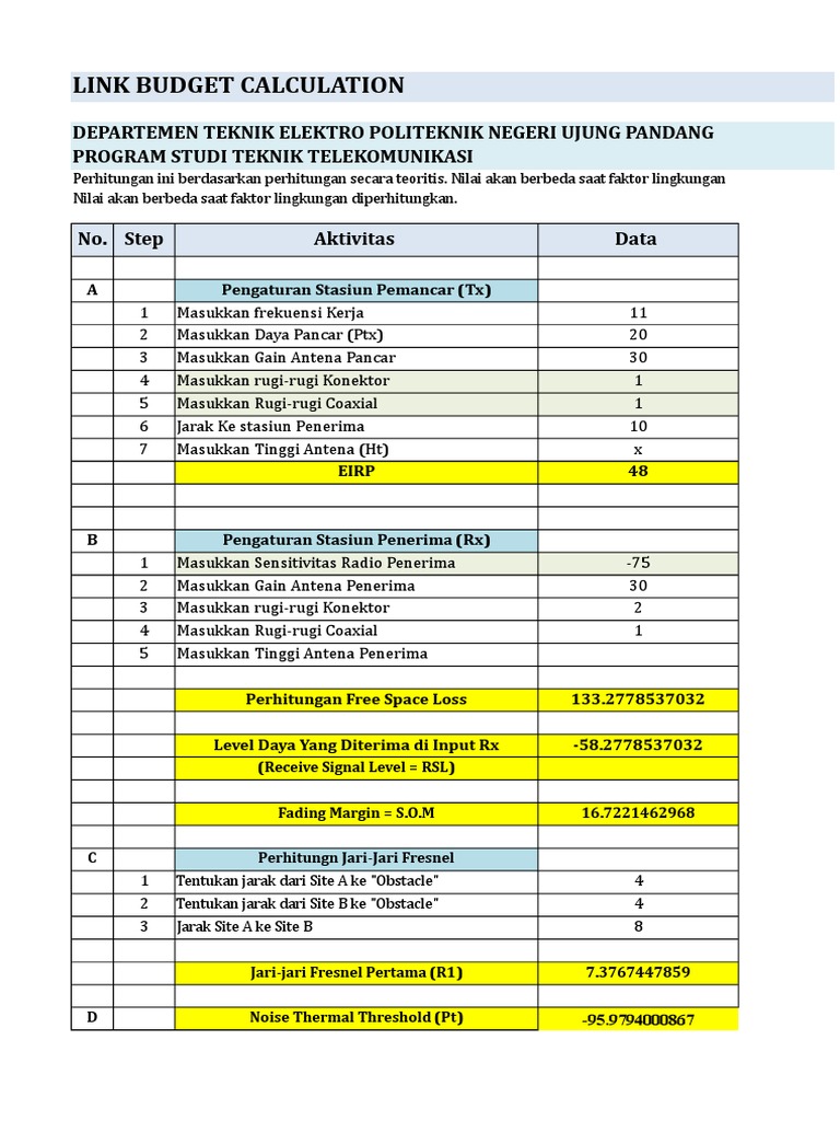 Link Budget Calculation | PDF | Sains & Matematika