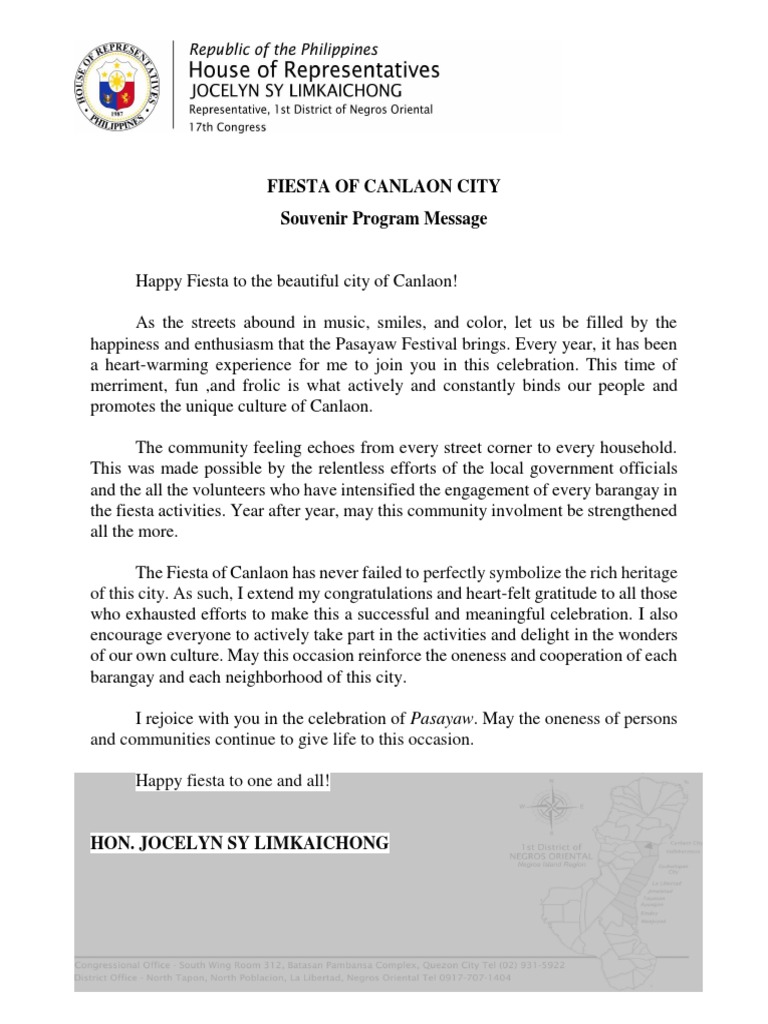 Fiesta Message Canlaon City | PDF