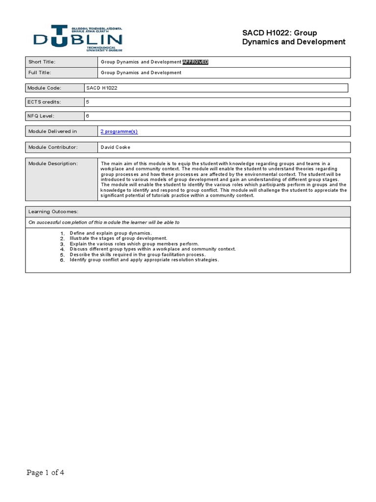 Module Group Dynamics and Development | PDF | Community | Leadership