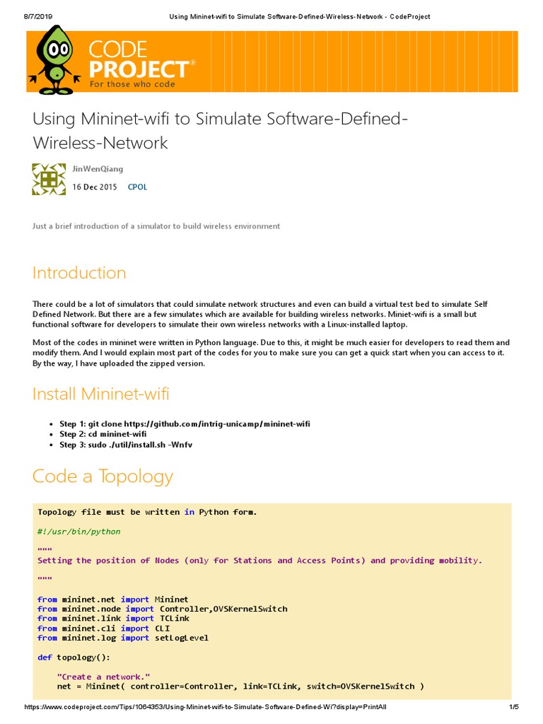 Using Mininet Wifi To Simulate Software Defined Wireless Network Codeproject Download Free