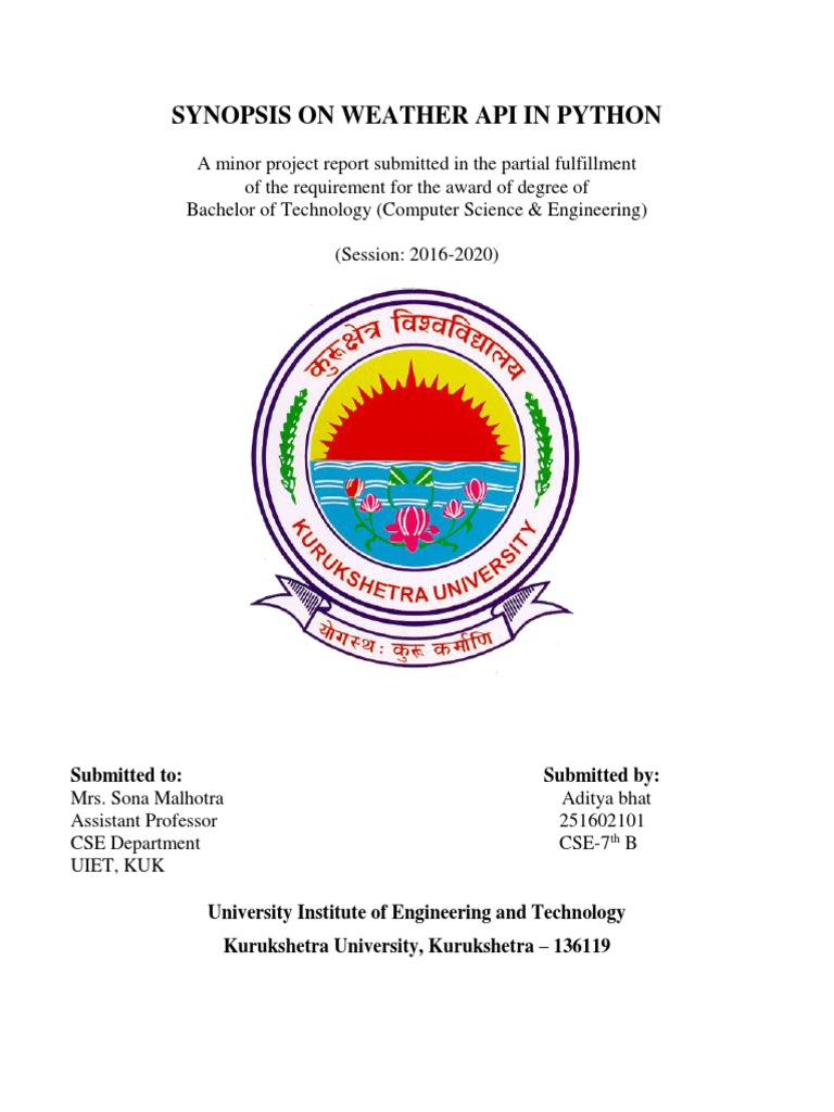 Synopsis On Weather Api | PDF | Python (Programming Language) | Graphical User Interfaces