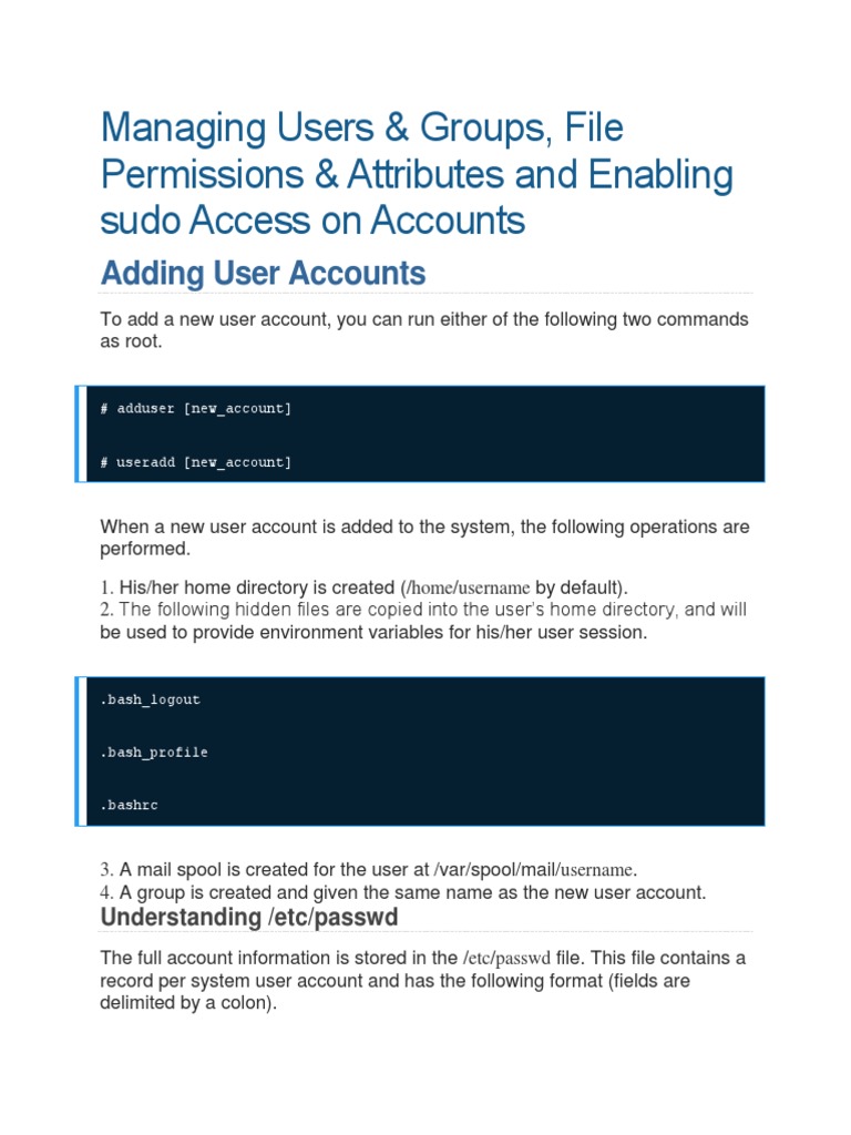 Managing Linux Users Groups And File Permissions Pdf Superuser Sudo