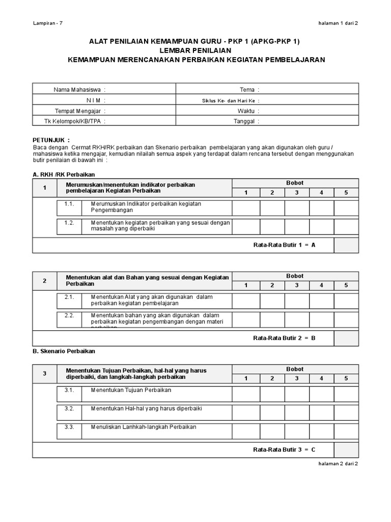 Format Apkg-1 Dan Apkg-2 PKP Paud | PDF