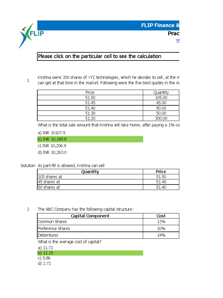 FLIP Finance and Banking Practice Test 2 | PDF | Bonds (Finance ...