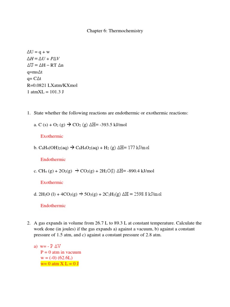 Thermochemistry for Chemistry Students | PDF | Heat | Enthalpy