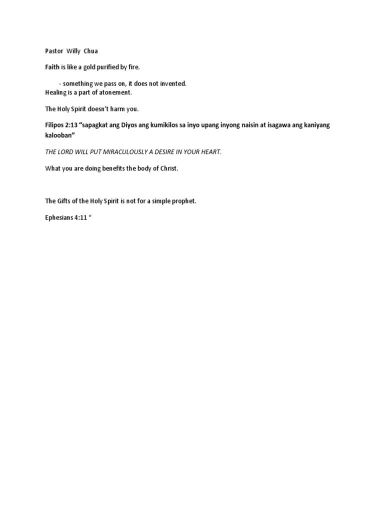 Pastor Willy Chua | PDF